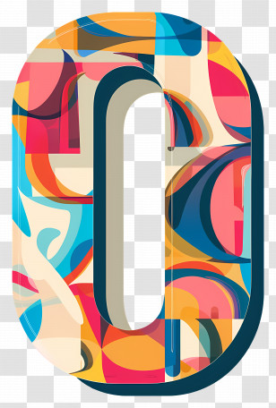 Number 0 - Colorful Abstract Number Zero PNG